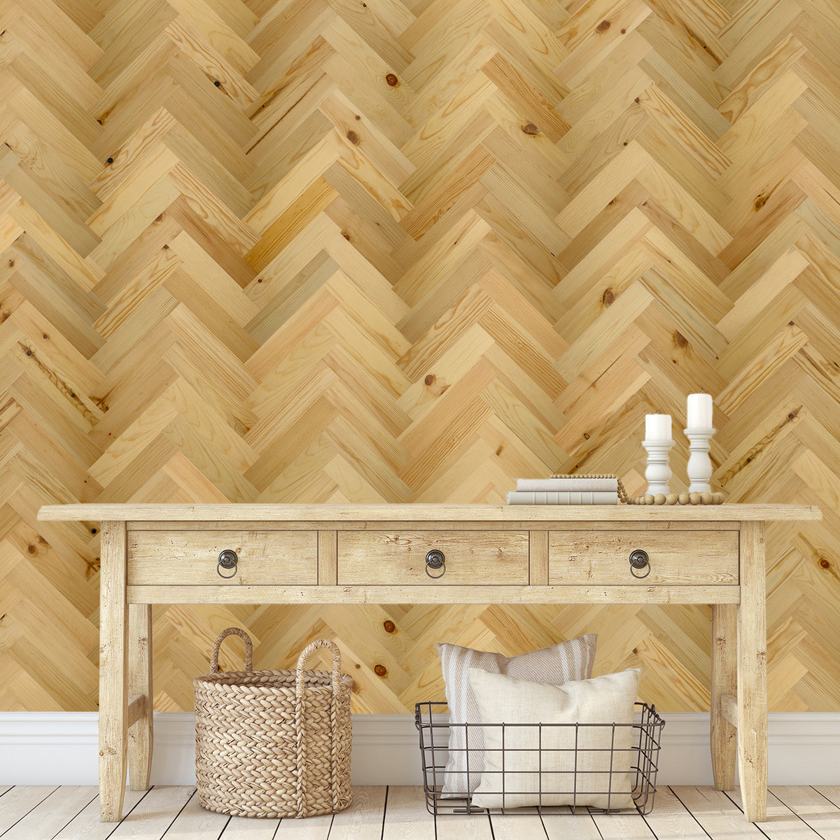 Herringbone Wood Wall Planks | Real Pine Wood Planks – Timberchíc